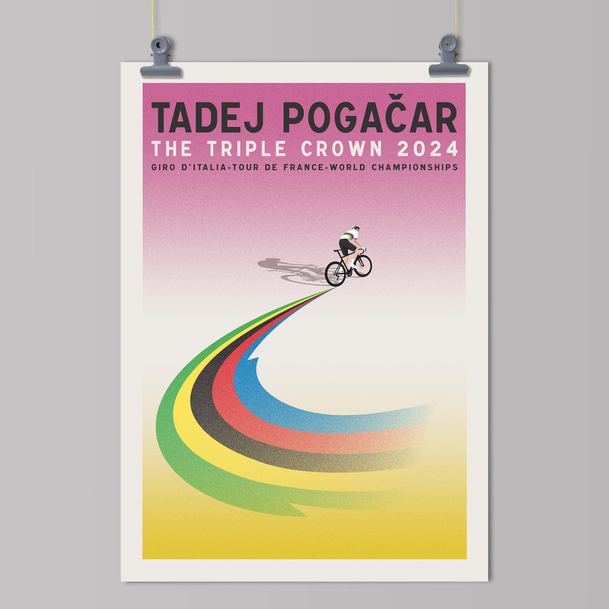 Tadej Pogacar | Triple Crown | Limited Edition 2024 | Cycling Art Prin ...
